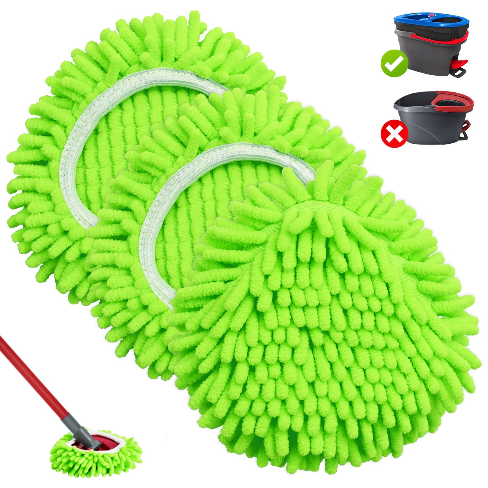 Amazon.com: Mop Heads Replacements, 3 Pack Spin Mop Refill Replace Head ...