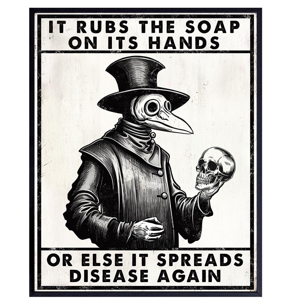 Amazon.com: Gothic Funny Bathroom Decor - funny Sayings Bath Wall Art ...