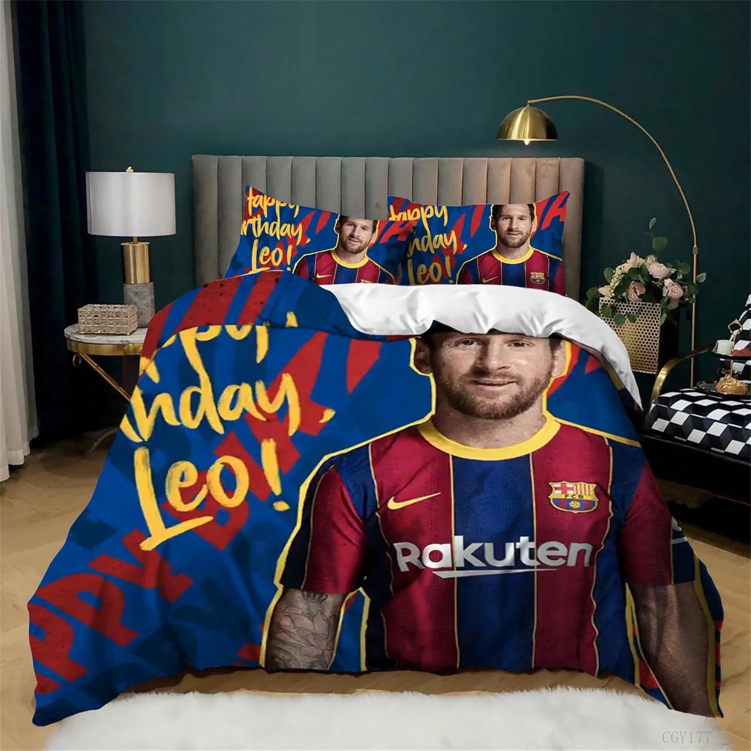 Amazon.com: LUCIHZ Teen Boys Lionel Messi Bedding Set 3 Pieces Soccer ...