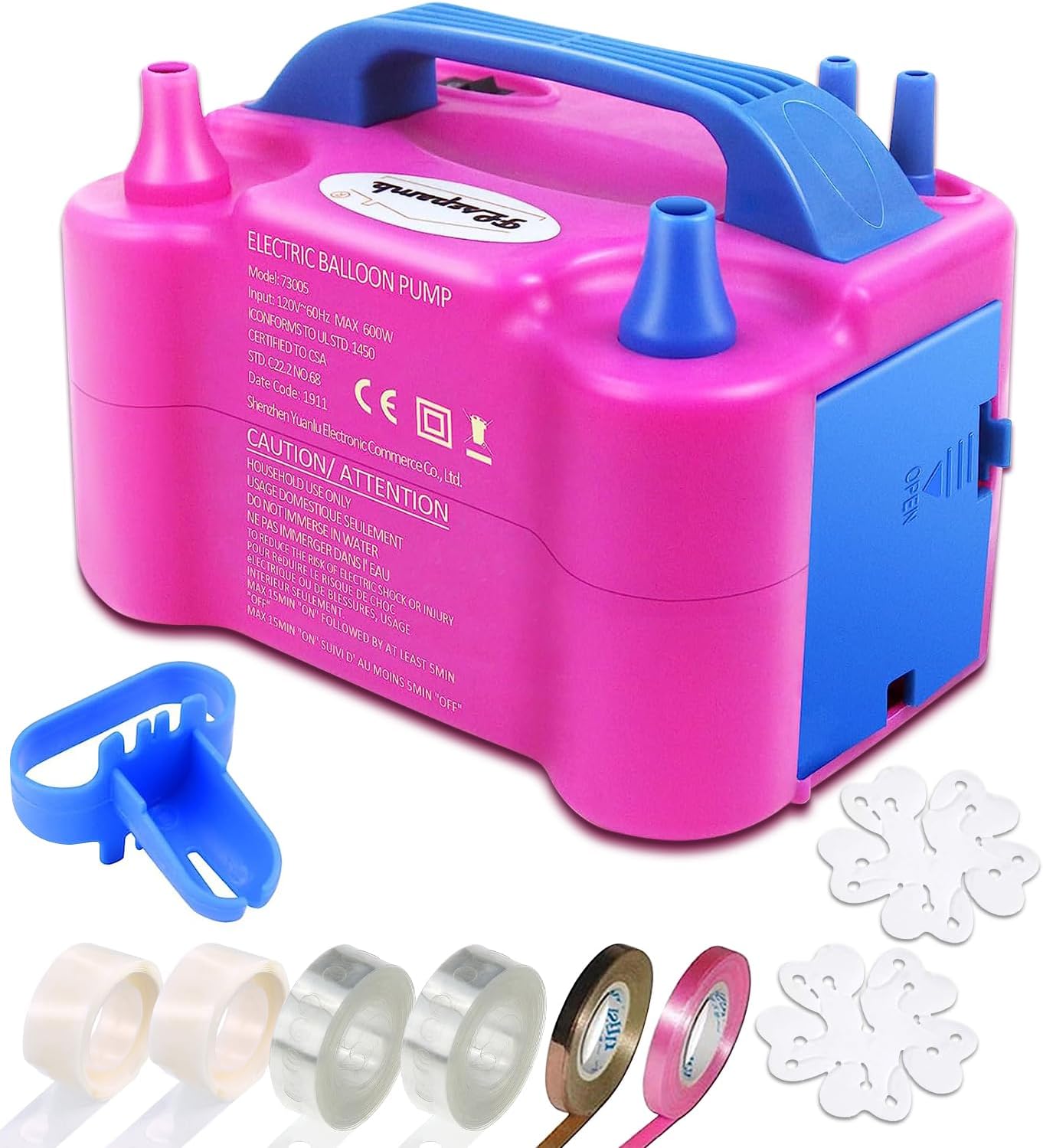 Electric Air Balloon Pump, Portable Dual Nozzle Electric Balloon ...