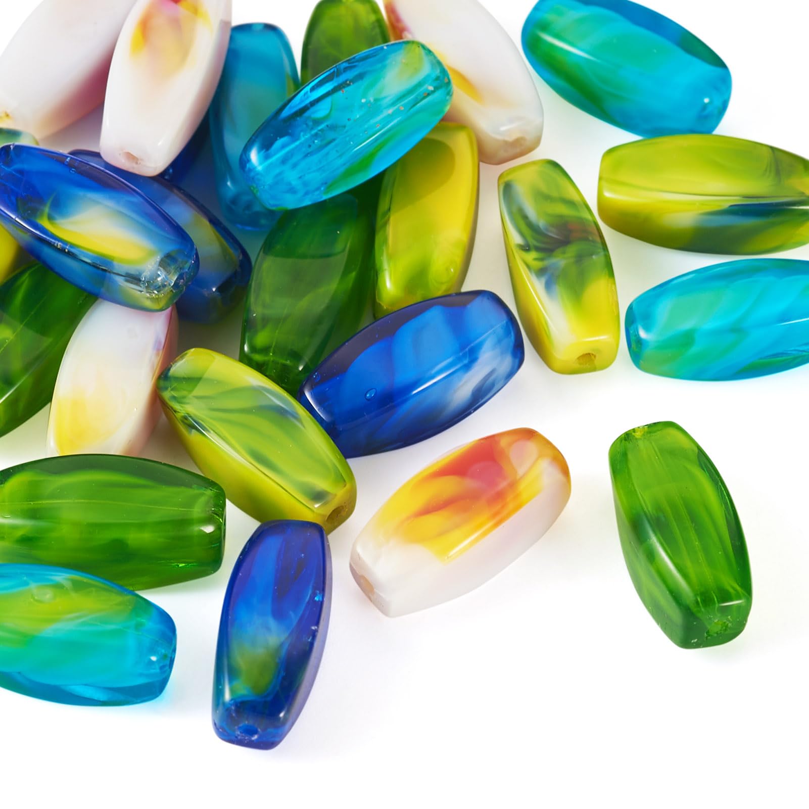 Amazon.com: Craftdady 25pcs Faceted Oval Glass Beads Loose Spacer Beads ...