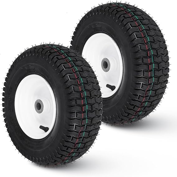 Amazon.com: 2 PCS New Air Filled Lawn Mower Tires on Wheel 13x5.00-6", 3" Centered Hub, 3/4 ...
