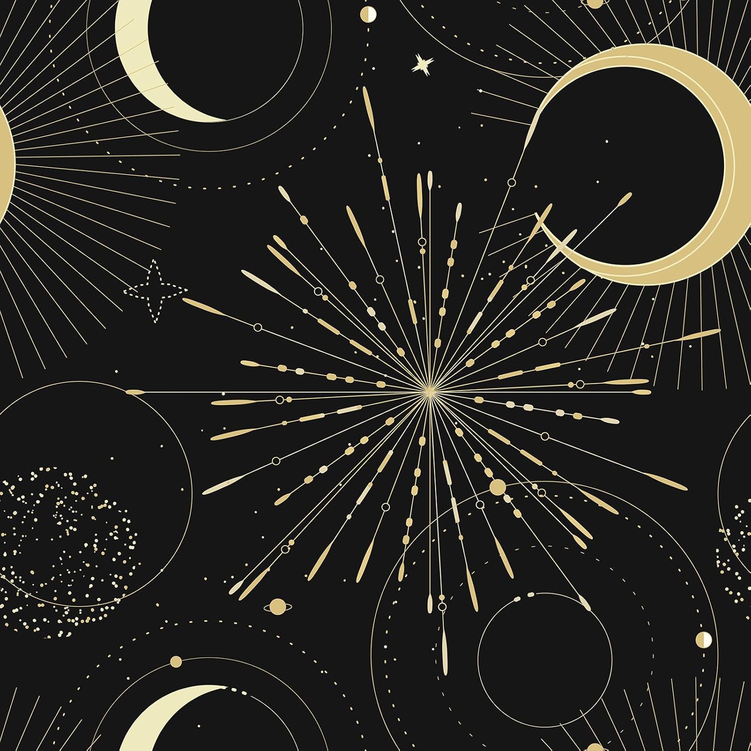 Amazon.com: EPPKILY Smooth Gold Celestial Wallpaper Peel and Stick Star ...