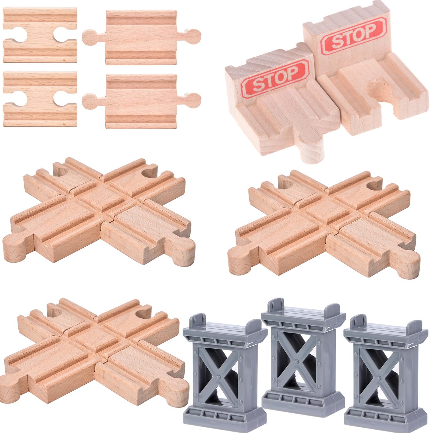 Amazon.com: Ioffersuper 12 pcs Wooden Train Track Set, Male-Male Female ...