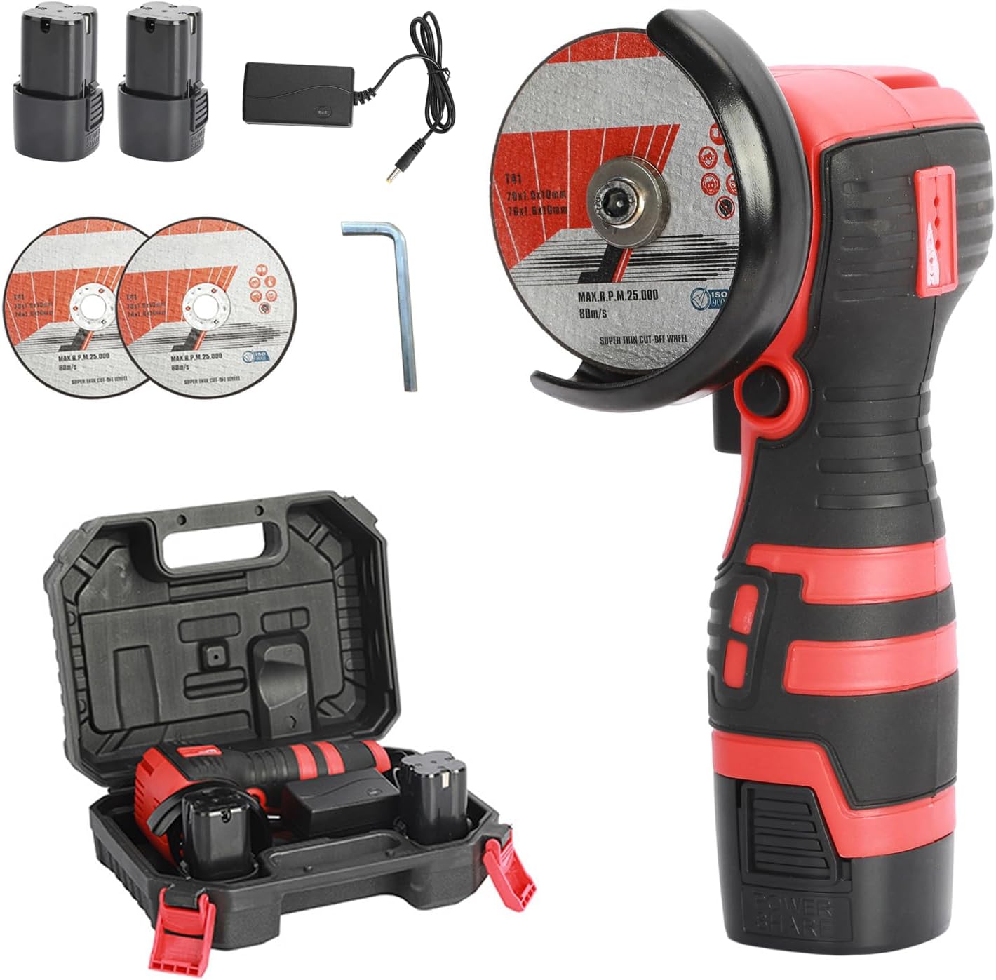 Mini Angle Grinder Cordless, 18V Battery Angle Grinder, Copper Motor ...