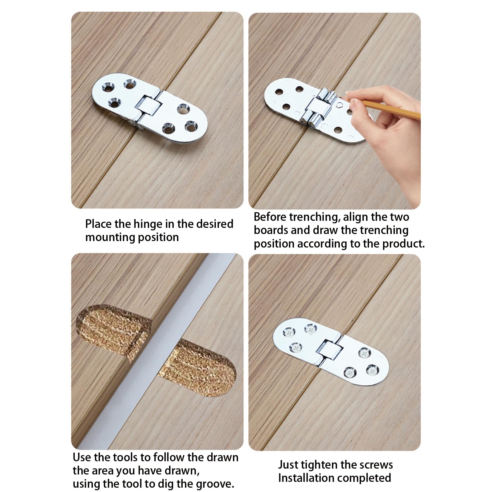 Leliafleury 4Pcs Folding Flip Top Hinge Zinc Alloy Door Hinge 180 ...