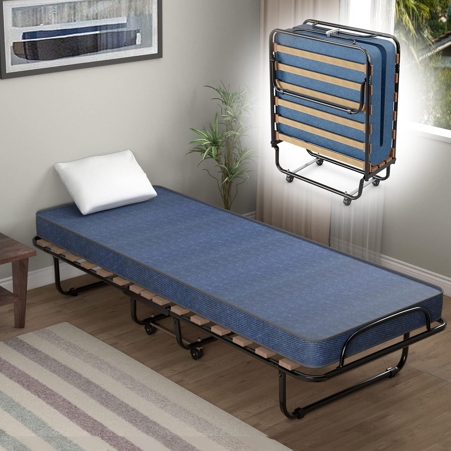 COSTWAY Lit Pliant 1 Personne Adulte 80 x 190 cm avec Matelas ...