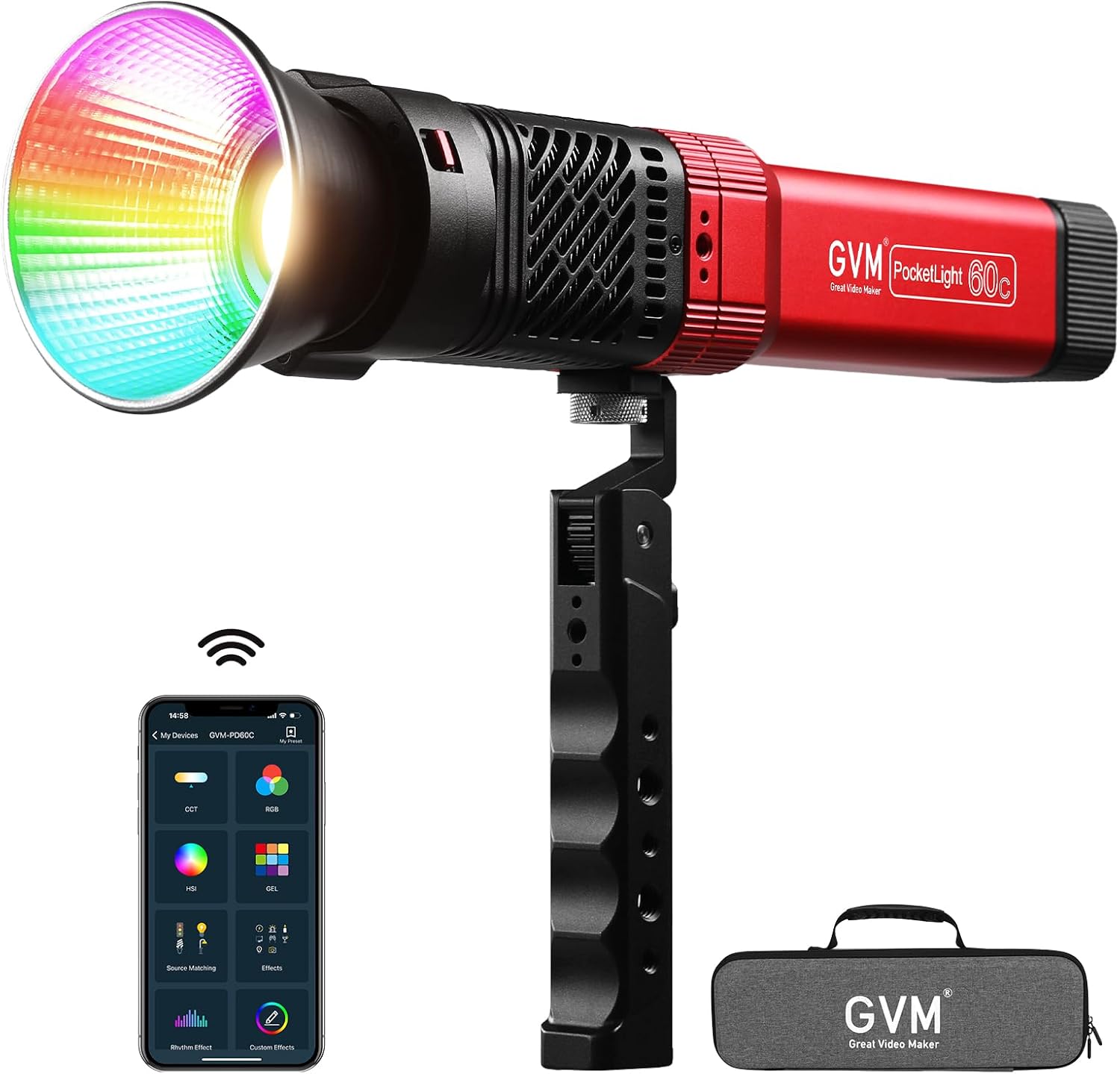 Amazon.com: GVM PD60C RGB Video Light, 60W COB Photography Lighting ...