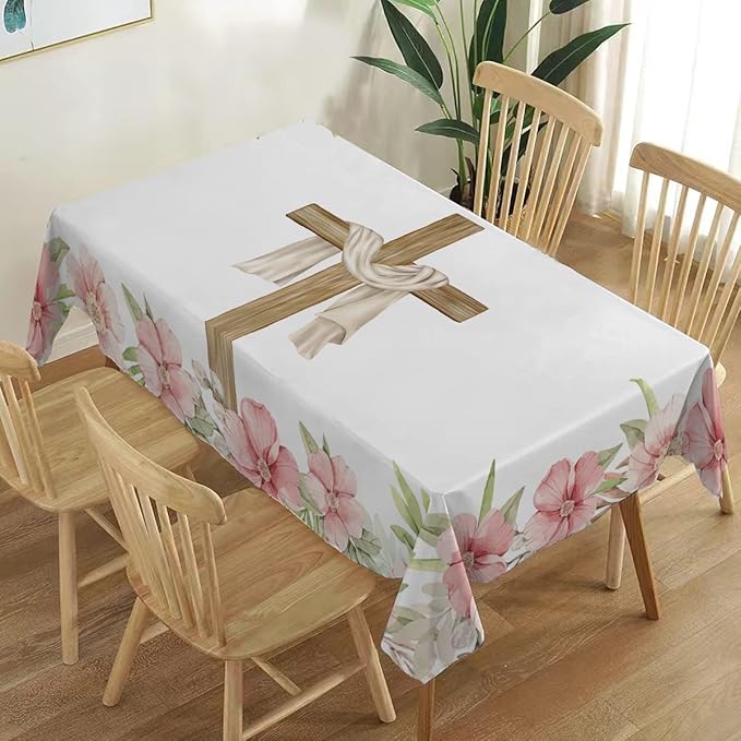 Amazon.com: Heyfary He is Risen Tablecloth Christian Cross Easter ...