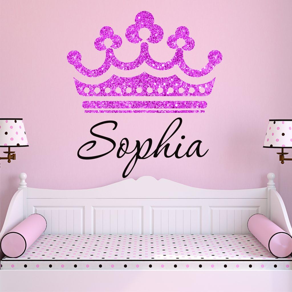 Amazon.com: Girls Princess Tiara Pink Glitter Crown Personalized Custom ...