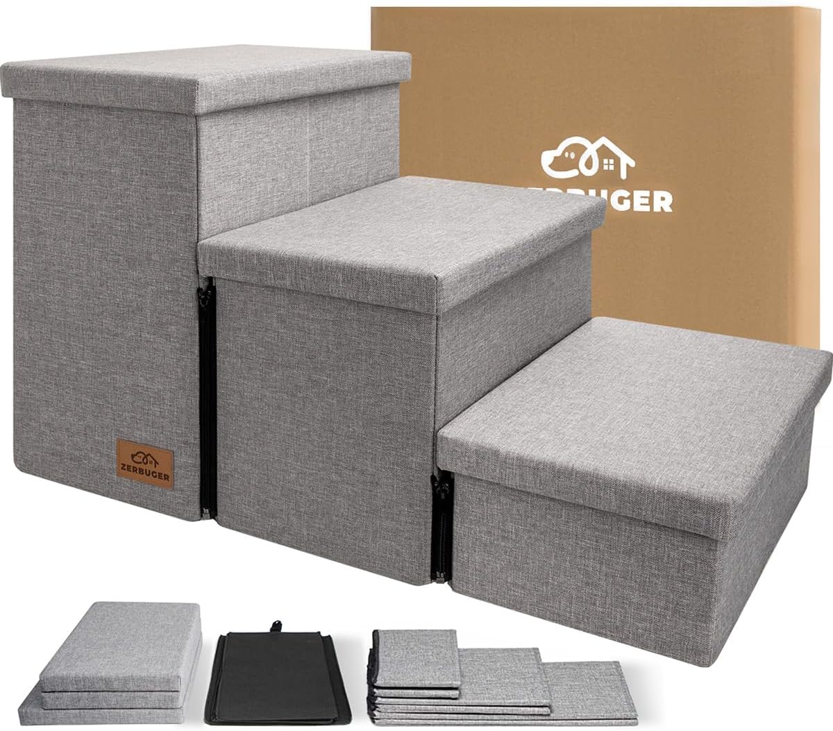 Amazon.com : Heeyoo Dog Stairs with Storage, Foldable Dog Steps for ...