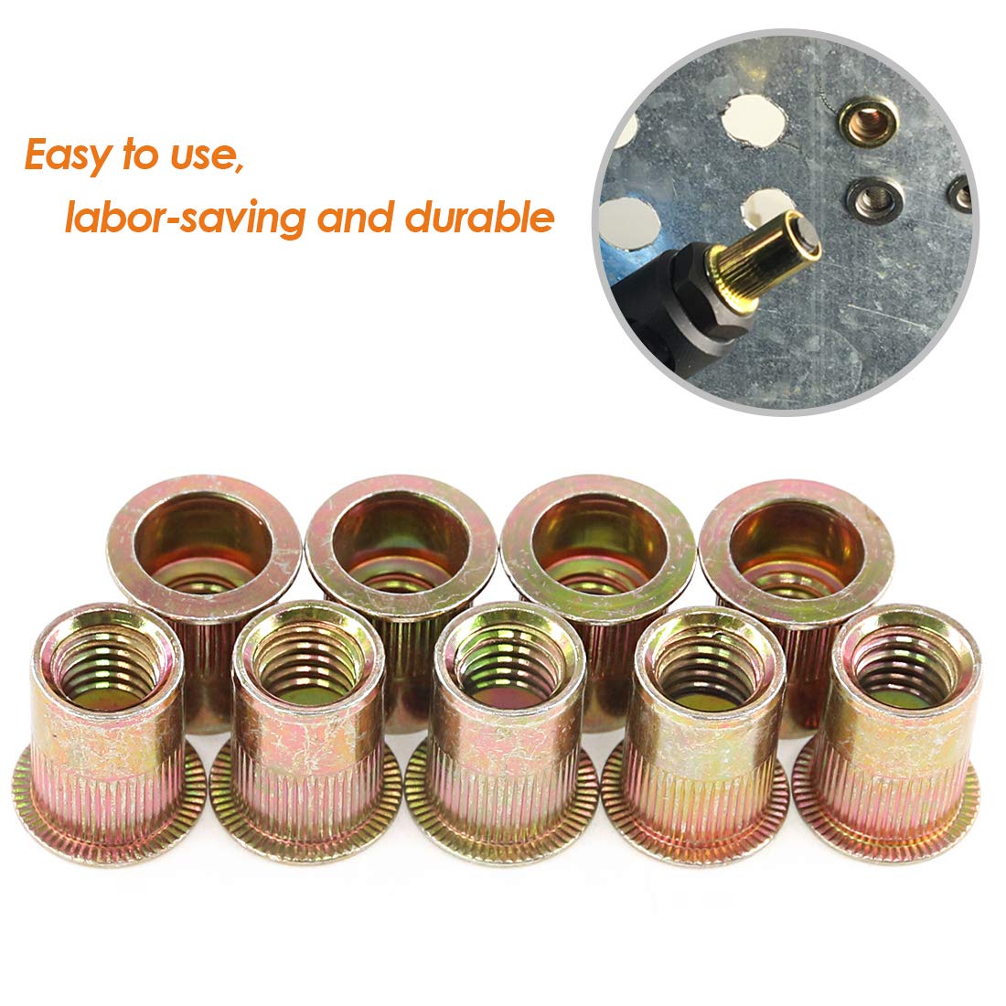 Snapklik.com : 50-Pcs 3/8-16UNC Mixed Zinc Plated Carbon Steel Rivet ...