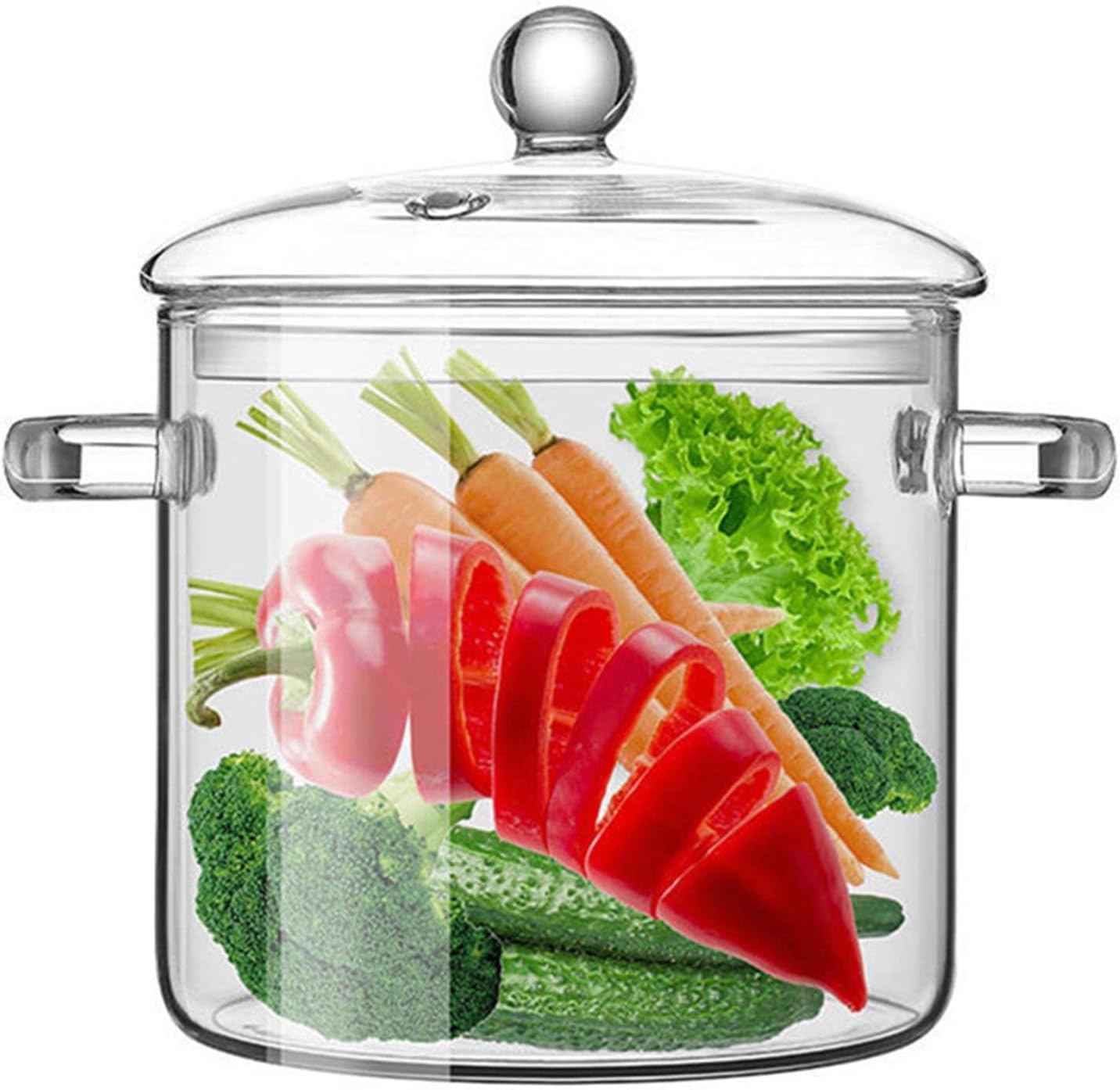 Glass Saucepan 1.9/1.5/1.35 Liter, Borosilicate Glass, Cooking Pot with ...