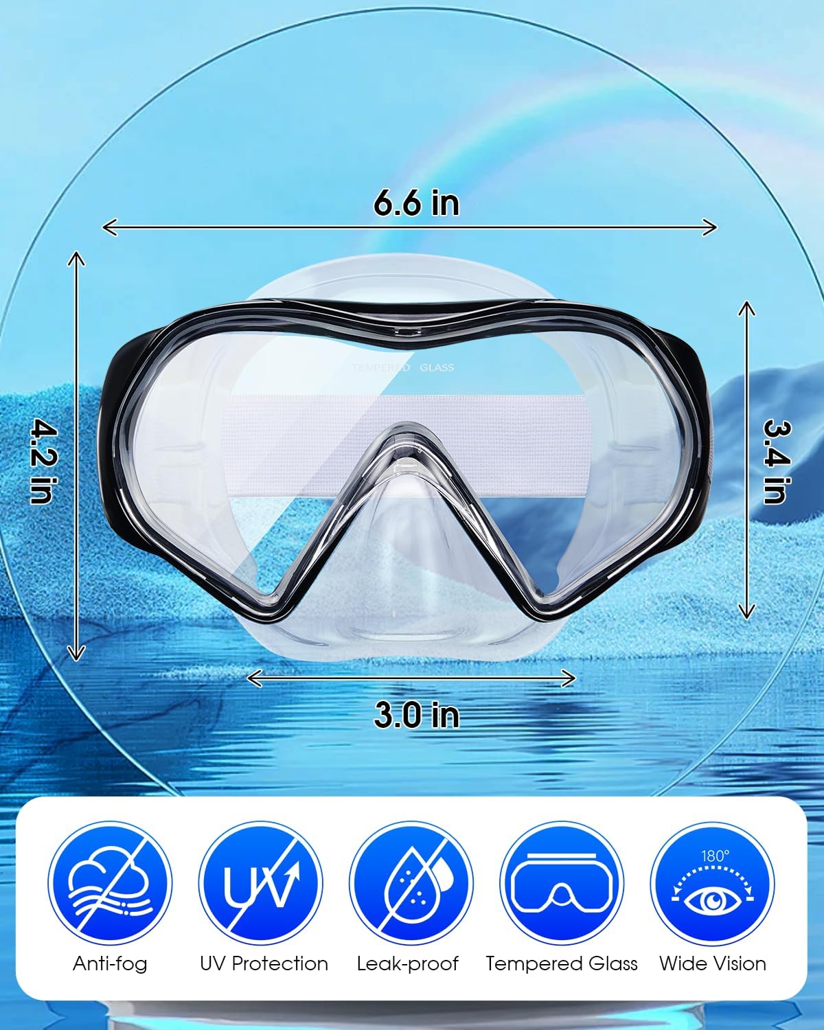 Aegend Swimming Goggles Scuba Snorkeling Mask for Adults, Tempered ...