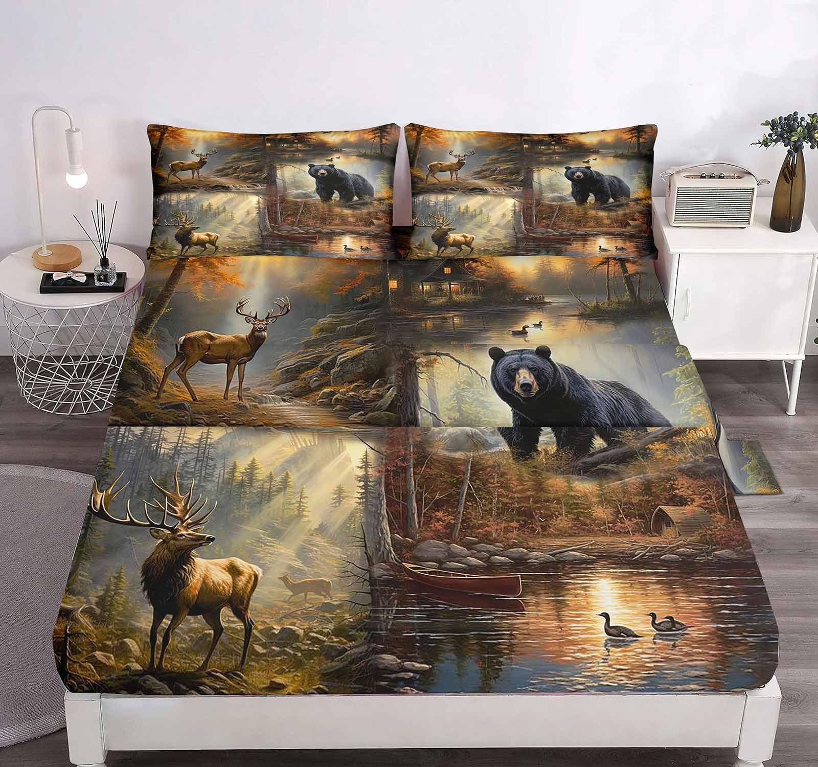 Amazon.com: Black Bear Woodland Sheet Set - Queen : Home & Kitchen