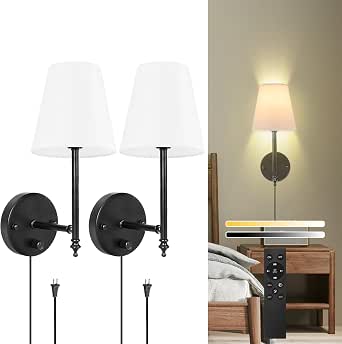 GOODATE 14.1 inch Wall Sconces Set of Two with Remote Control, Dimmable ...