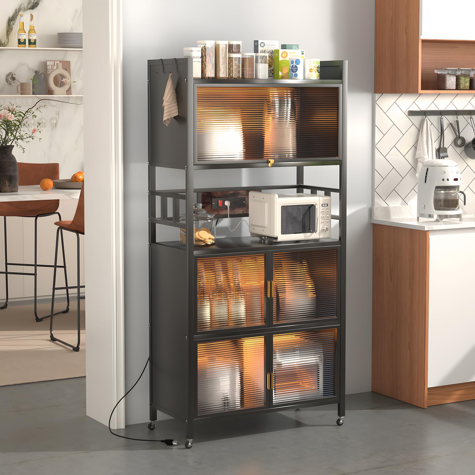 Amazon.com: REENLIV 5-Tier Bakers Rack with Power Outlet, Microwave ...