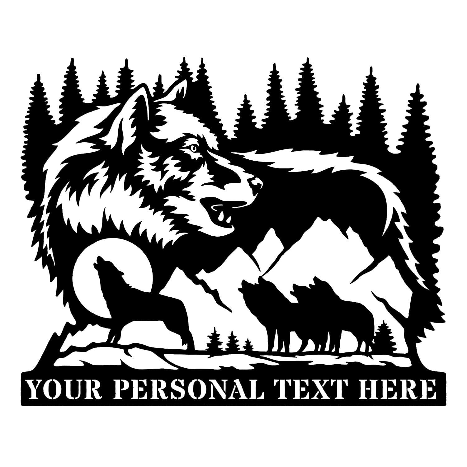 Amazon.com : Custom Wolf Wall Decor, Wolf Silhouette Wall Art, Metal ...