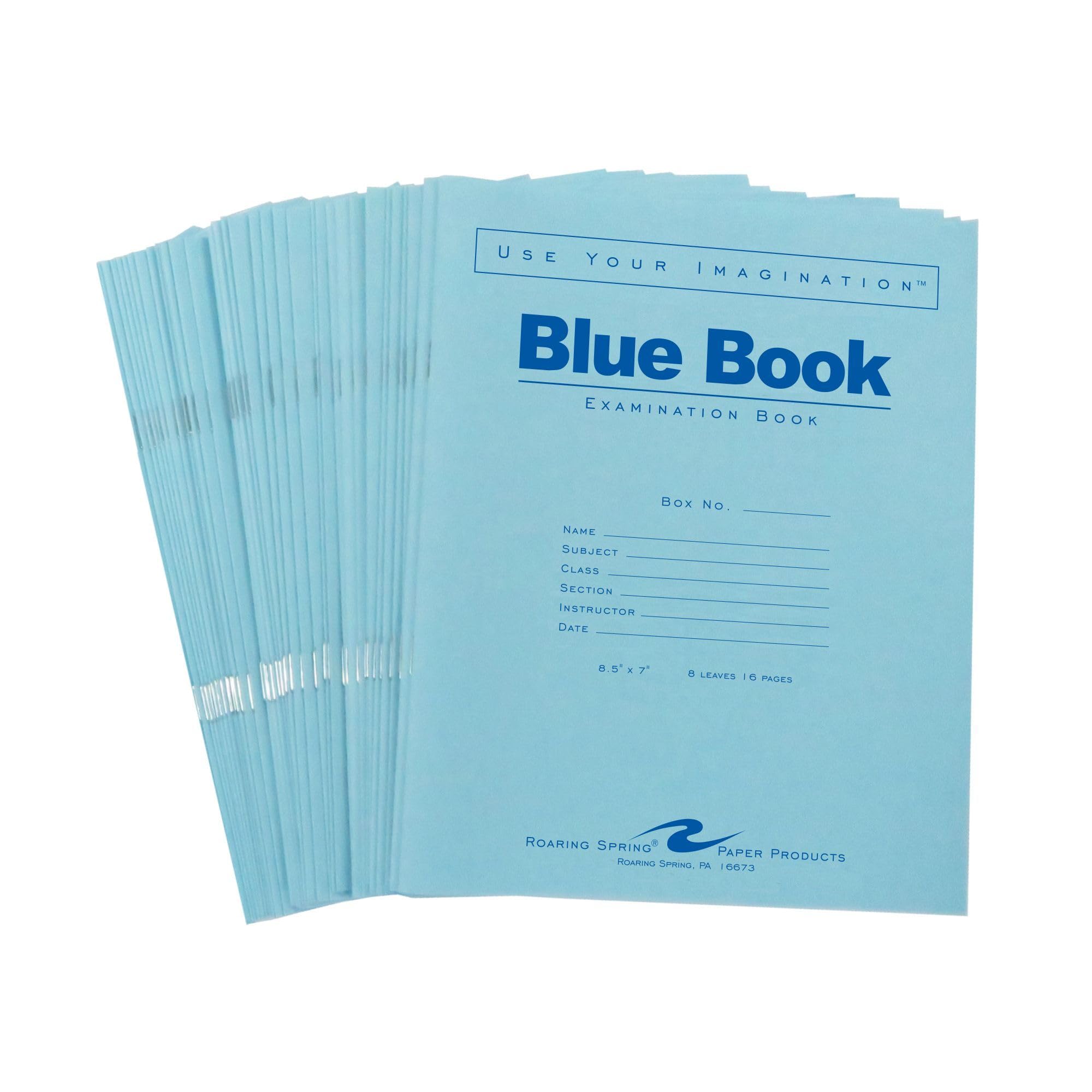 Amazon.com: ROARING SPRING Exam Blue Books, 50 Pack, 8.5" x 7", 8 ...
