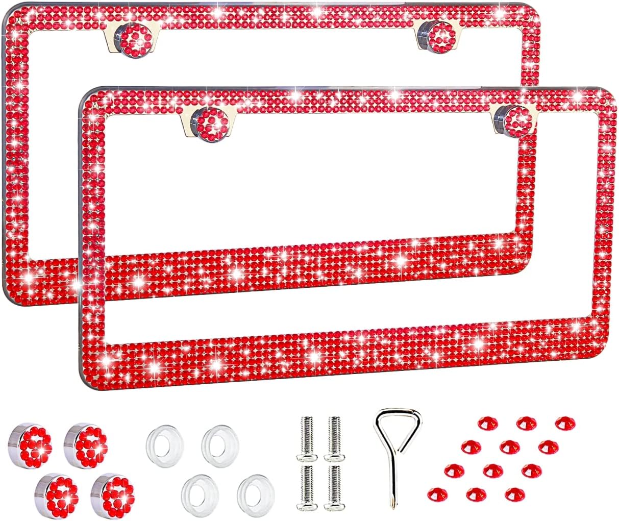 Amazon.com: FIISFIIS Bling License Plate Frame for Women,2 Pack Premium ...