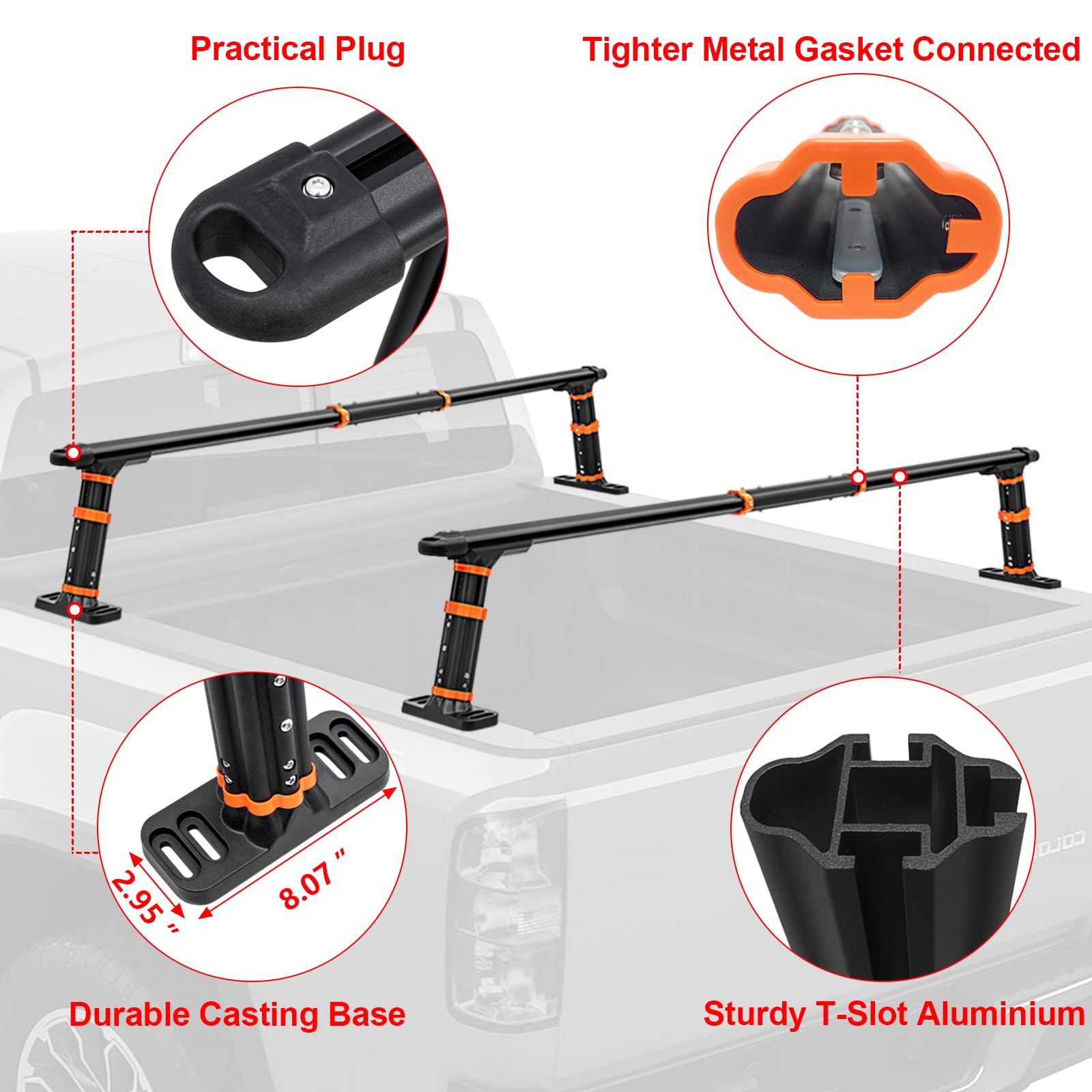 Snapklik.com : Truck Ladder Rack,Height 10.8-12.4" Low Profile ...
