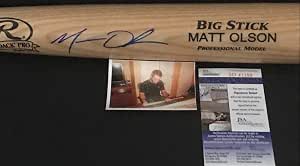 Matt Olson Oakland A's SIGNATURE DEBUT COA Signed Bat Blonde A - JSA ...