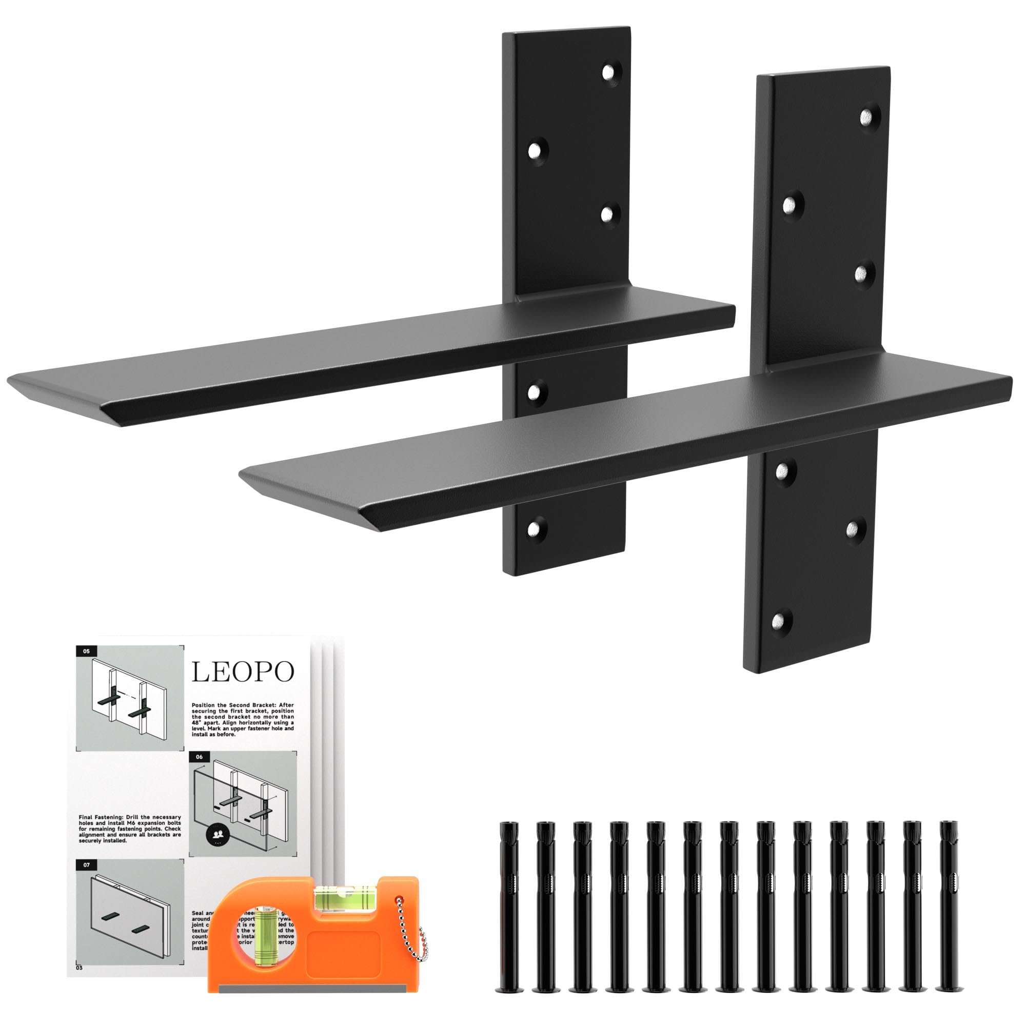 Snapklik.com : 12" Lx2.5 W 2 Pack Free Hanging T Shelf Bracket, 3/8 ...