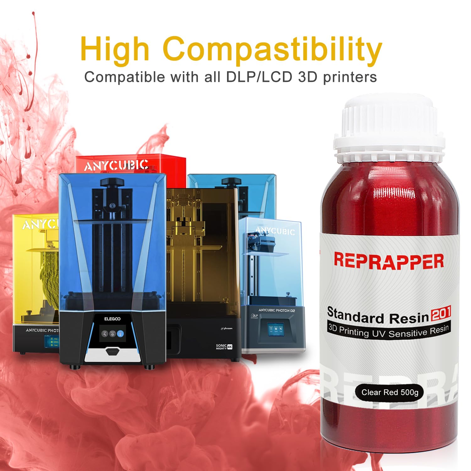 Snapklik.com : Translucent Red 3D Printer Resin, 405nm Fast UV-Curing ...
