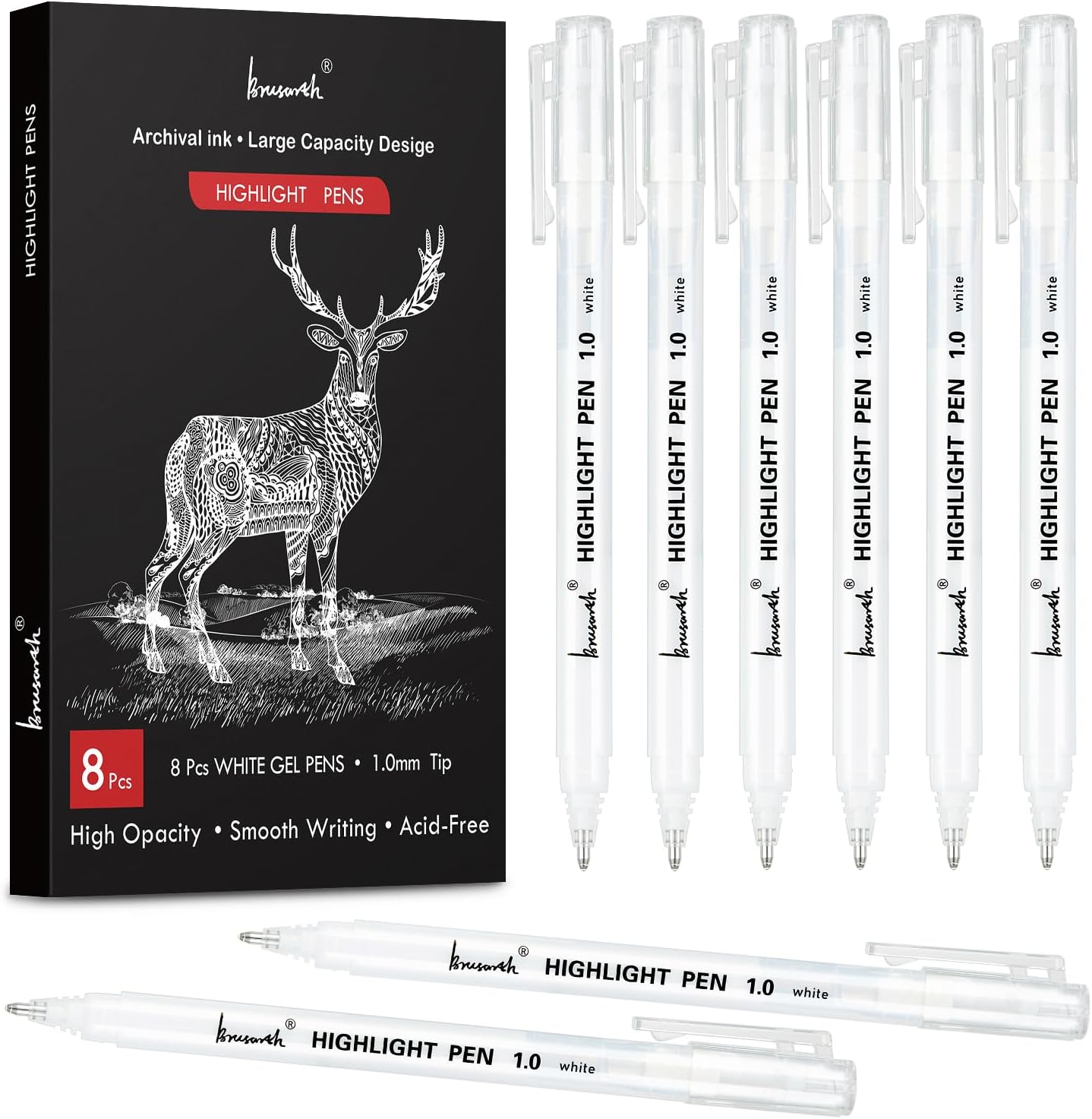 Amazon.com: U-K 5 Pieces White Gel Pens White Highlighter 0.8Mm Gel Pen ...