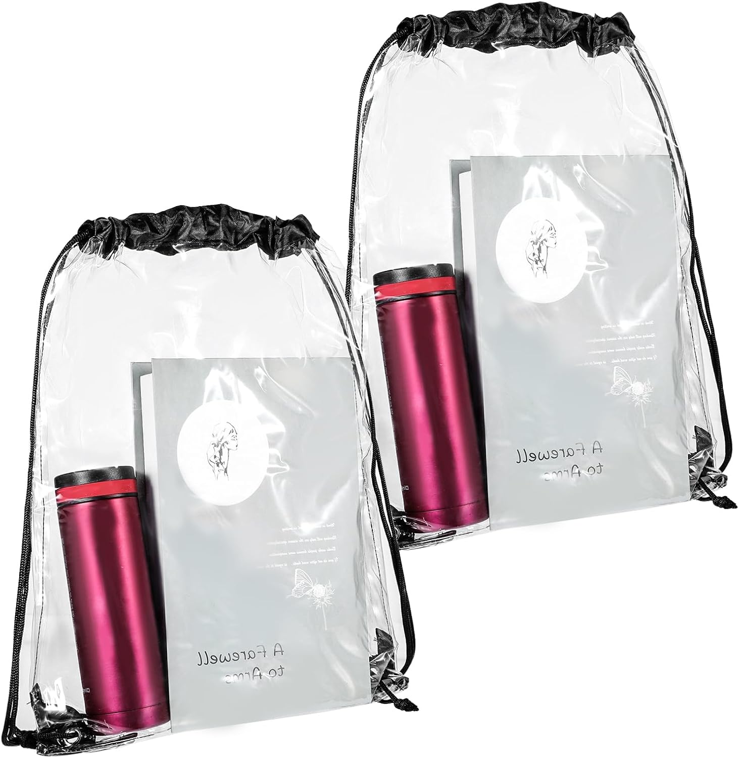 Amazon.com | Tucnoeu 2 Pcs Clear Drawstring Bag 14 x 17 Inch See ...