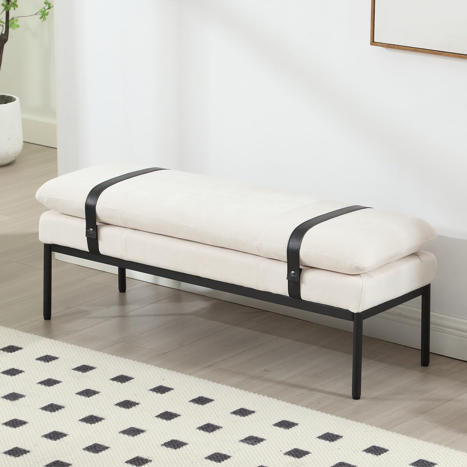 Amazon Guyou 47 Modern Upholstered Entryway Bench Chenille