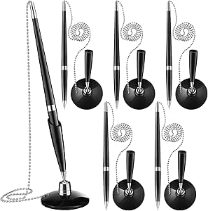Zonon 6 Pieces Secure Pen with Chain Security Pen Holder Counter with ...