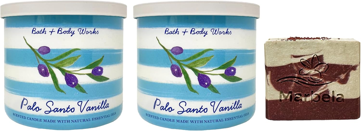 Amazon.com: Bath & Body Works Palo Santo Vanilla 2 Pack 3-Wick Scented ...