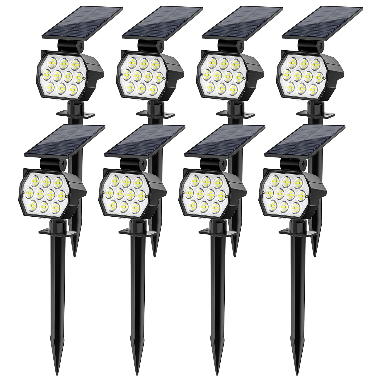 Flaow Solar Spot Lights Outdoor Waterproof IP67, 8 Pack - 50 LED ...