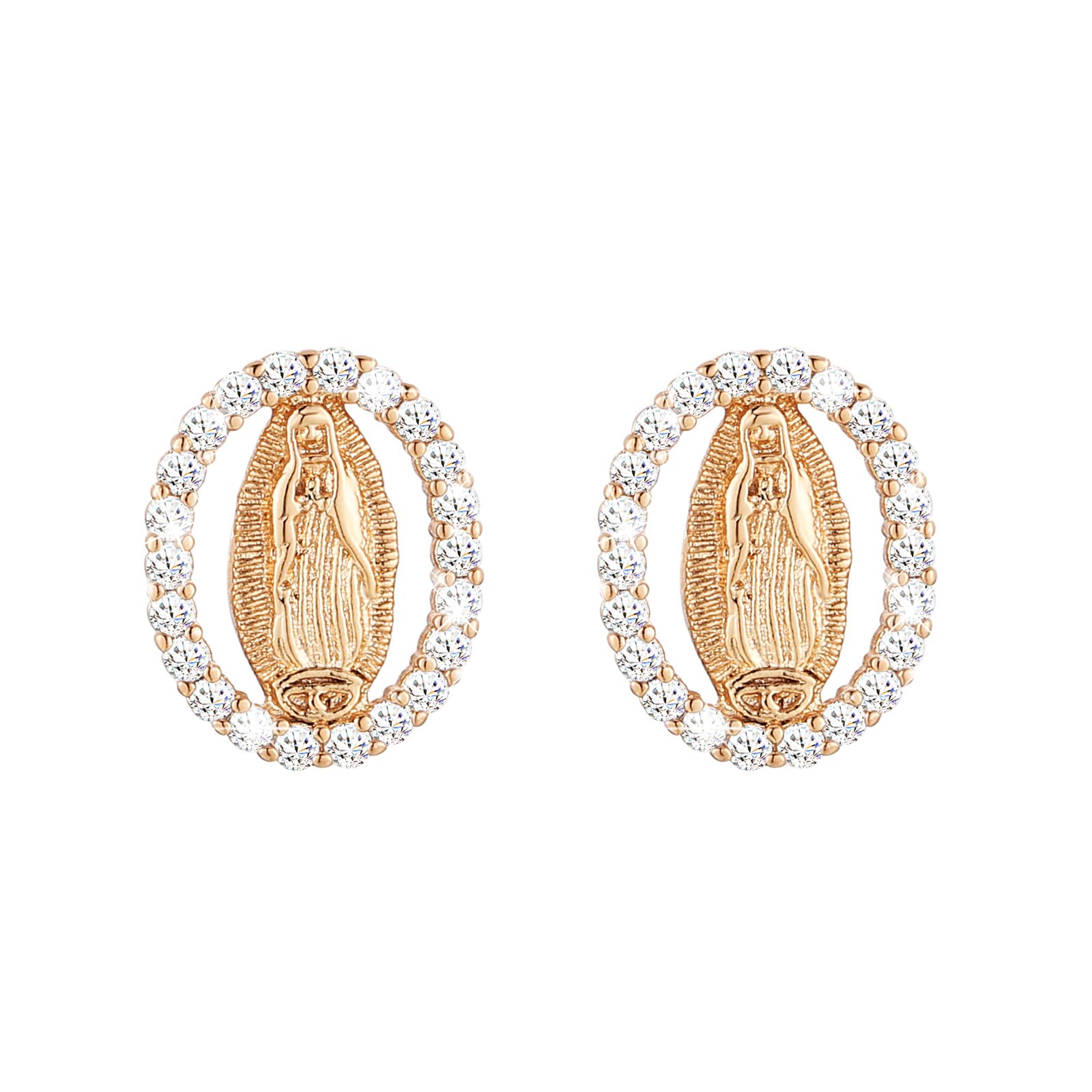 Snapklik.com : 14K Gold Plated Virgin Mary Stud Earrings For Women ...