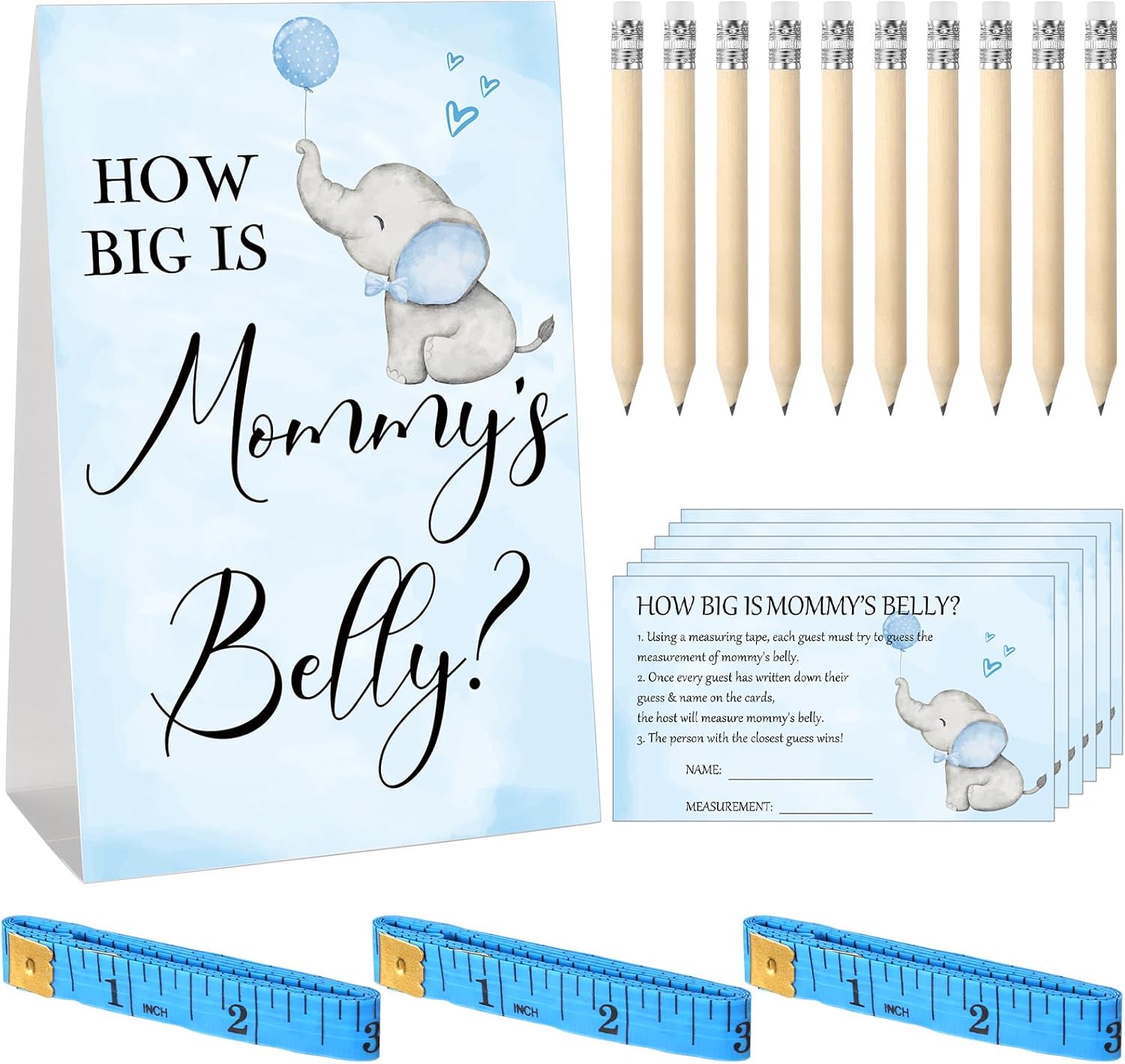 Amazon.com: Sabary 64 Pcs Baby Shower Games Include How Big is Mommy's ...