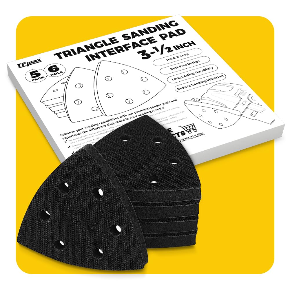 5 Pack 3-1/2 Inch Triangle Sanding Interface Pads, Hook and Loop ...