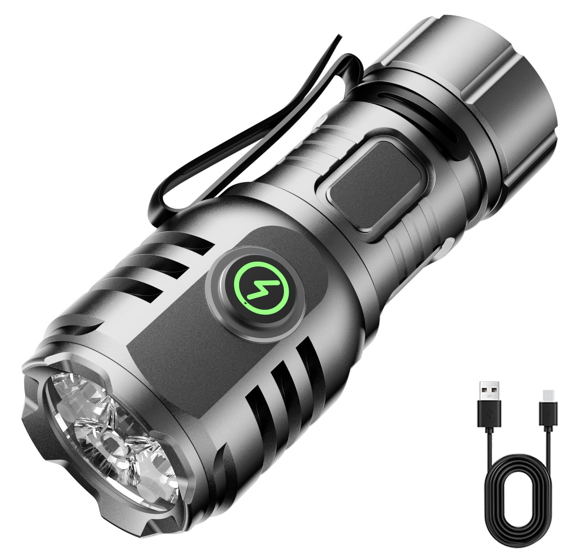 Rechargeable Flashlight Mini LED Handheld Torches Extremely Bright 6000 ...