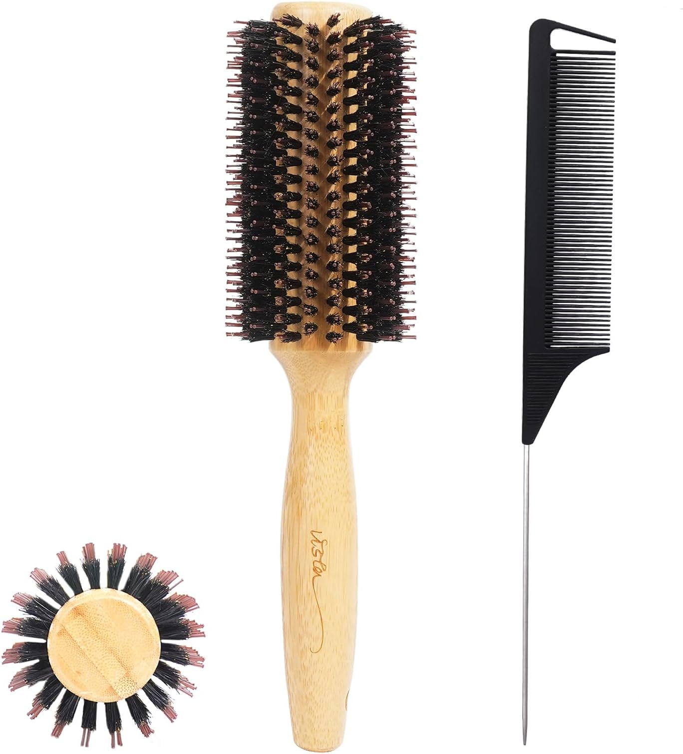 Amazon.com : Vista Round Hair Brush with 10mm Boar Bristle 15mm Nylon ...