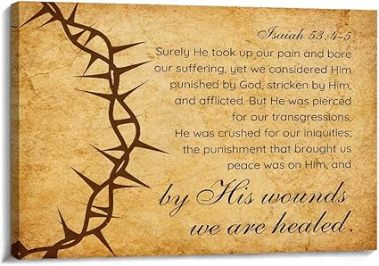 Amazon.com: Isaiah 53 4-5 Bible Verse Wall Art Vintage Poster Landscape ...