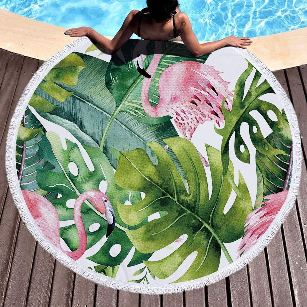 Amazon.com: Violet Mist Floral Round Beach Towel with Fringe 60 in Soft ...
