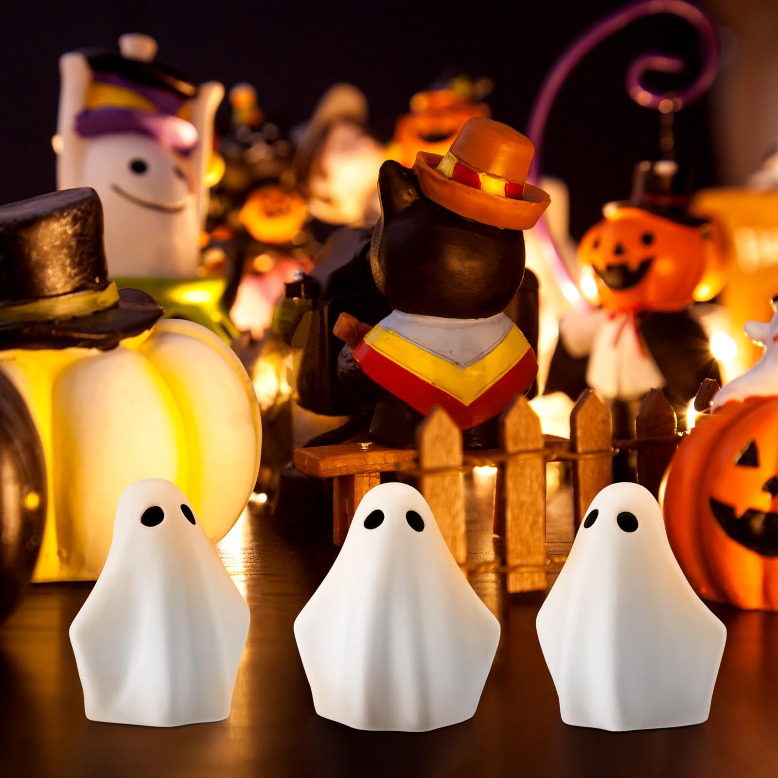 Amazon.com: Wonderjune 3 Pcs Halloween Ghost Ceramic Decor Mini Ghost ...