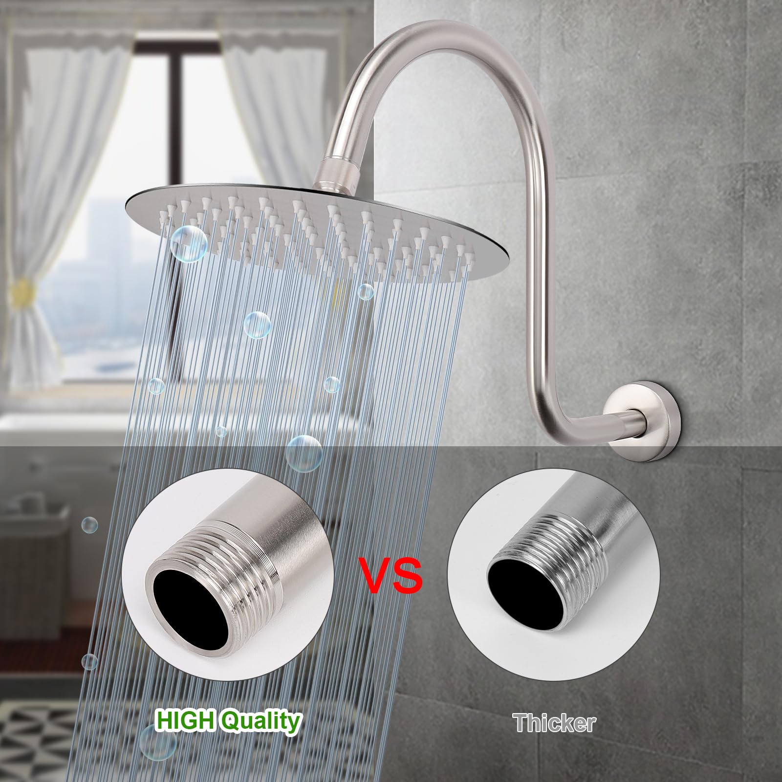 Snapklik.com : HarJue S Shaped Shower Arm, High Rise Shower Head ...