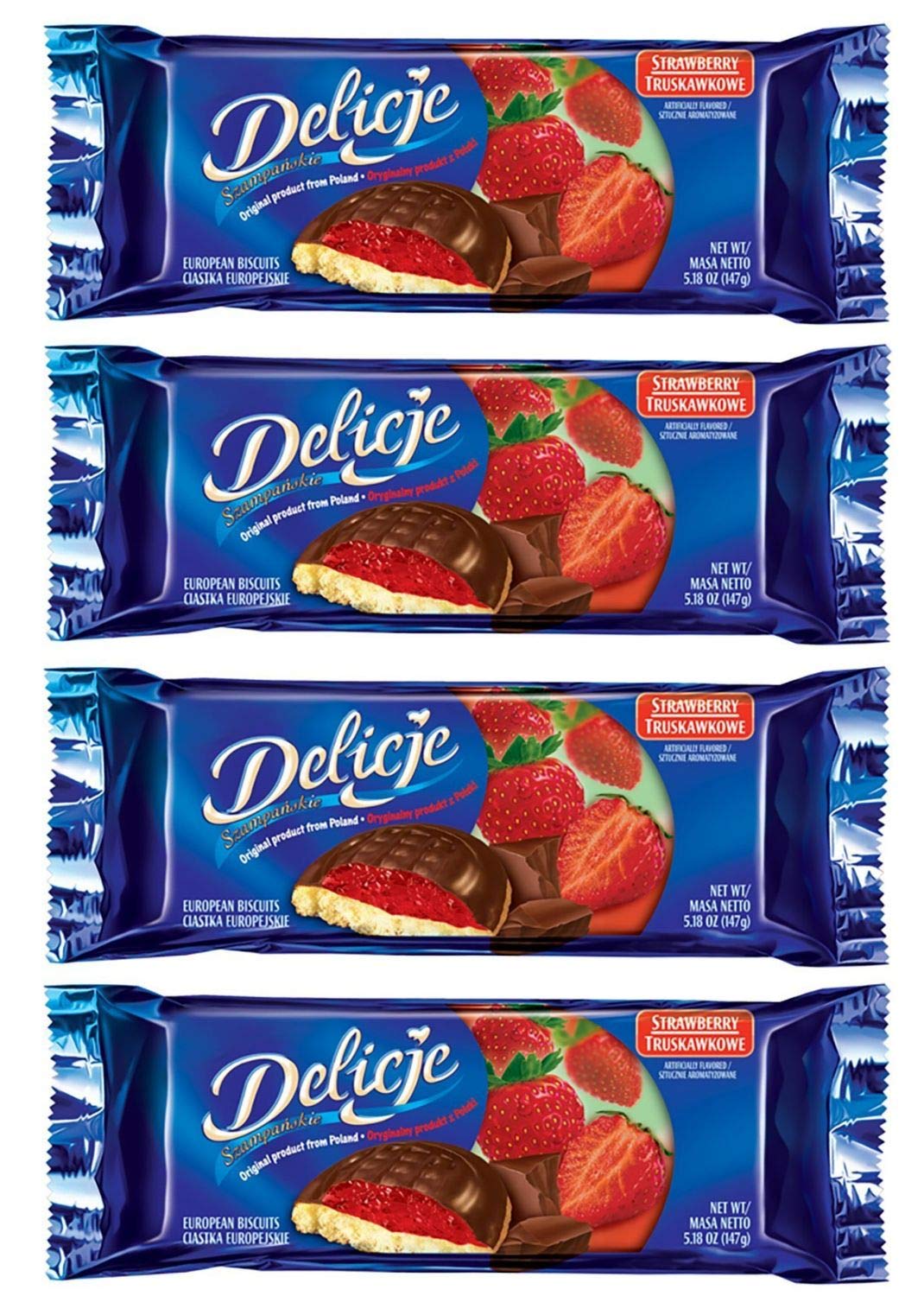 Amazon.com: Delicje European Biscuits Strawberry Filling (Pack of 4 ...