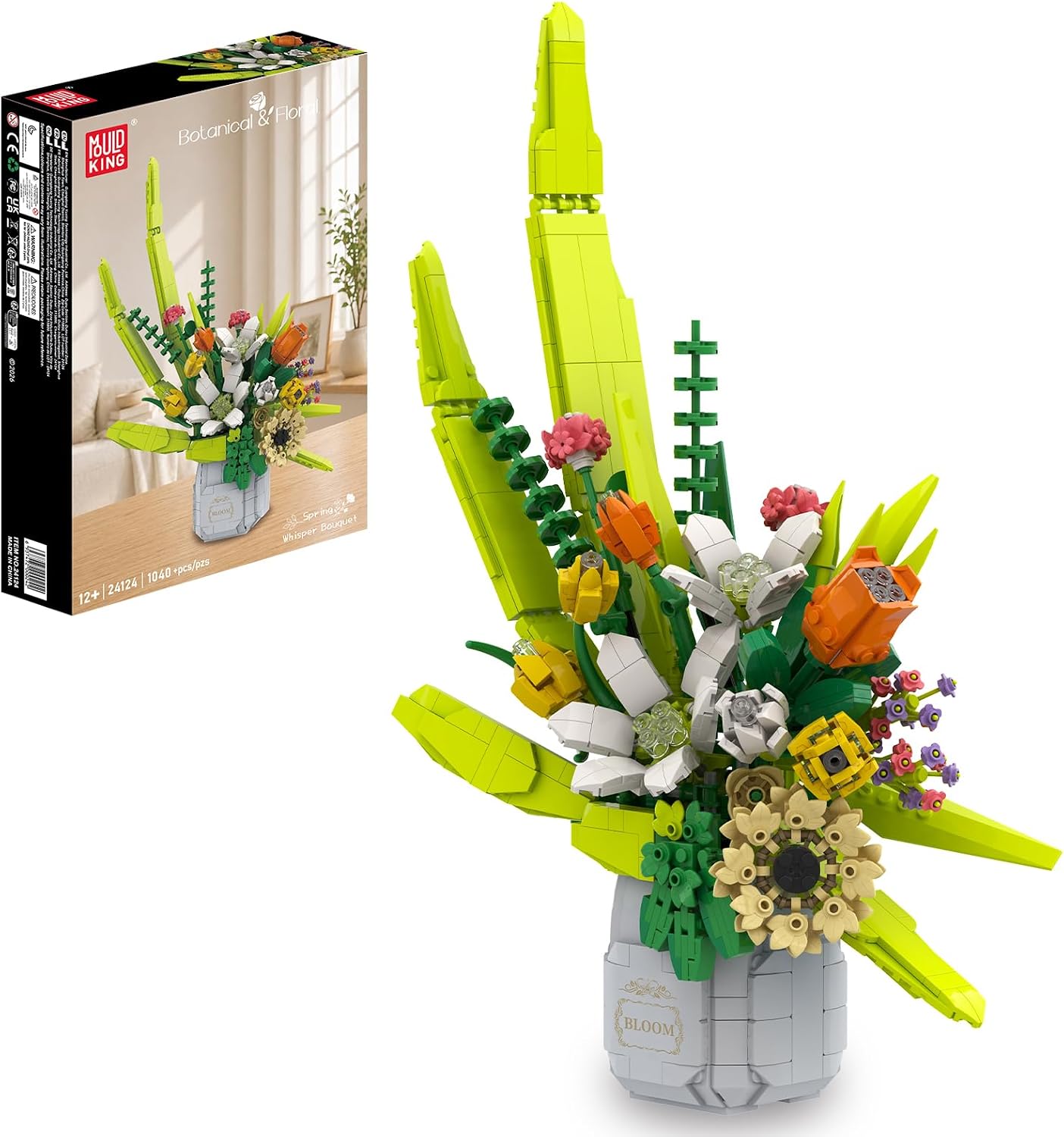 Mould King 24124 Building Block Bouquet with Vase, Plant and Flower Art ...