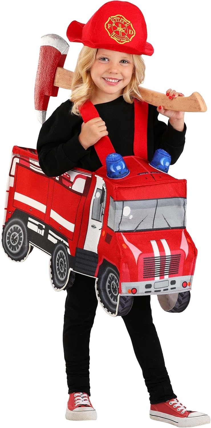 Amazon.com: Fun Costumes Firefighter Truck Costume | Tunic Polyblend ...