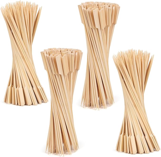 Amazon.com : 10 Inch (400 Pack) Natural Bamboo Skewers Wide Flat Paddle ...