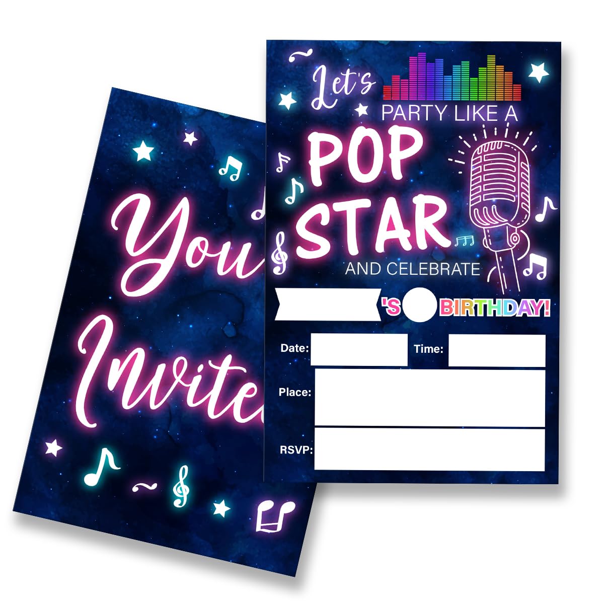 Amazon.com : EUDOSI Pop Star Music Birthday Party Invitations Supplies ...
