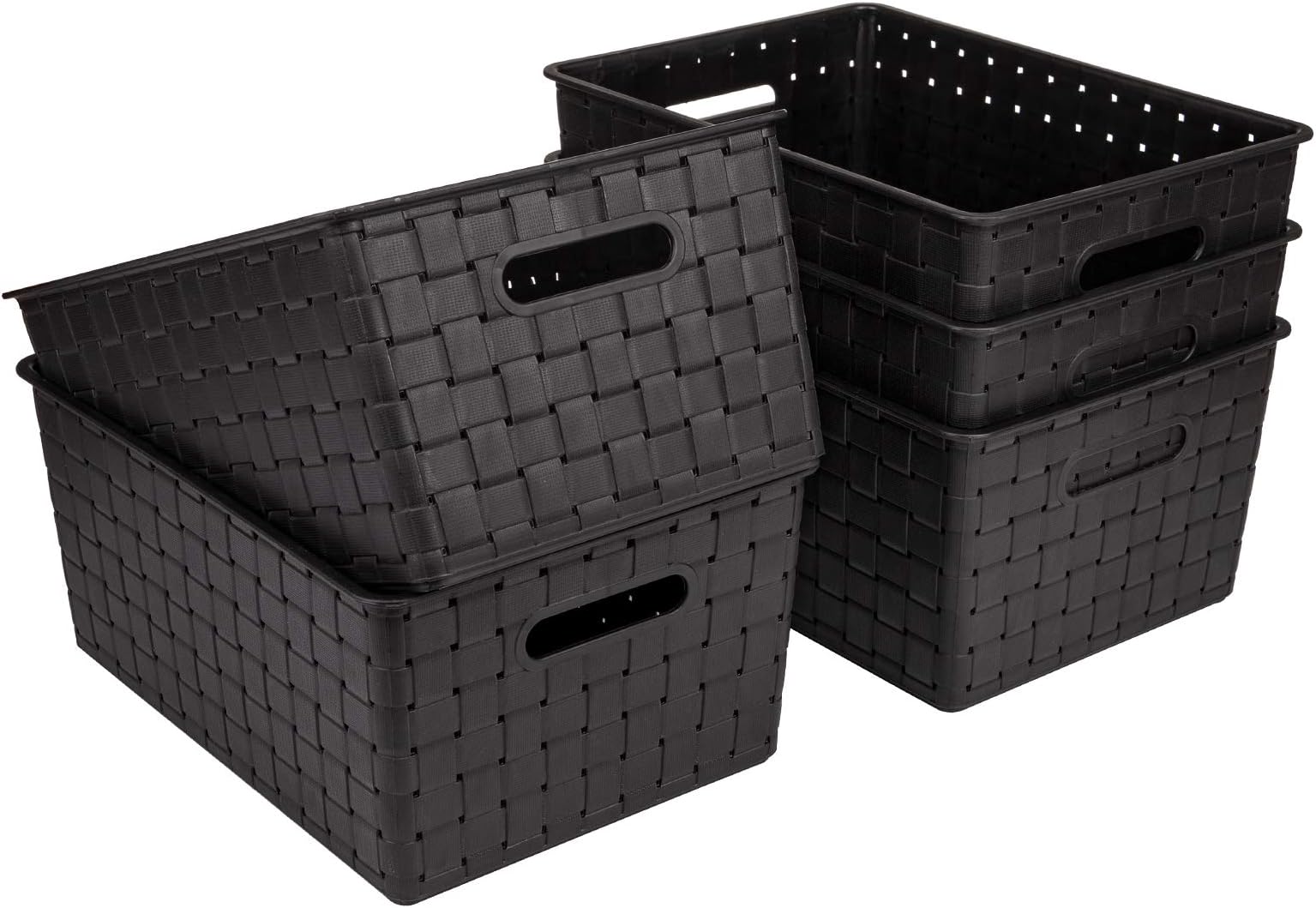 Amazon.com - Begale Small Plastic Storage Baskets, Black, 11.6"L x 5"W ...