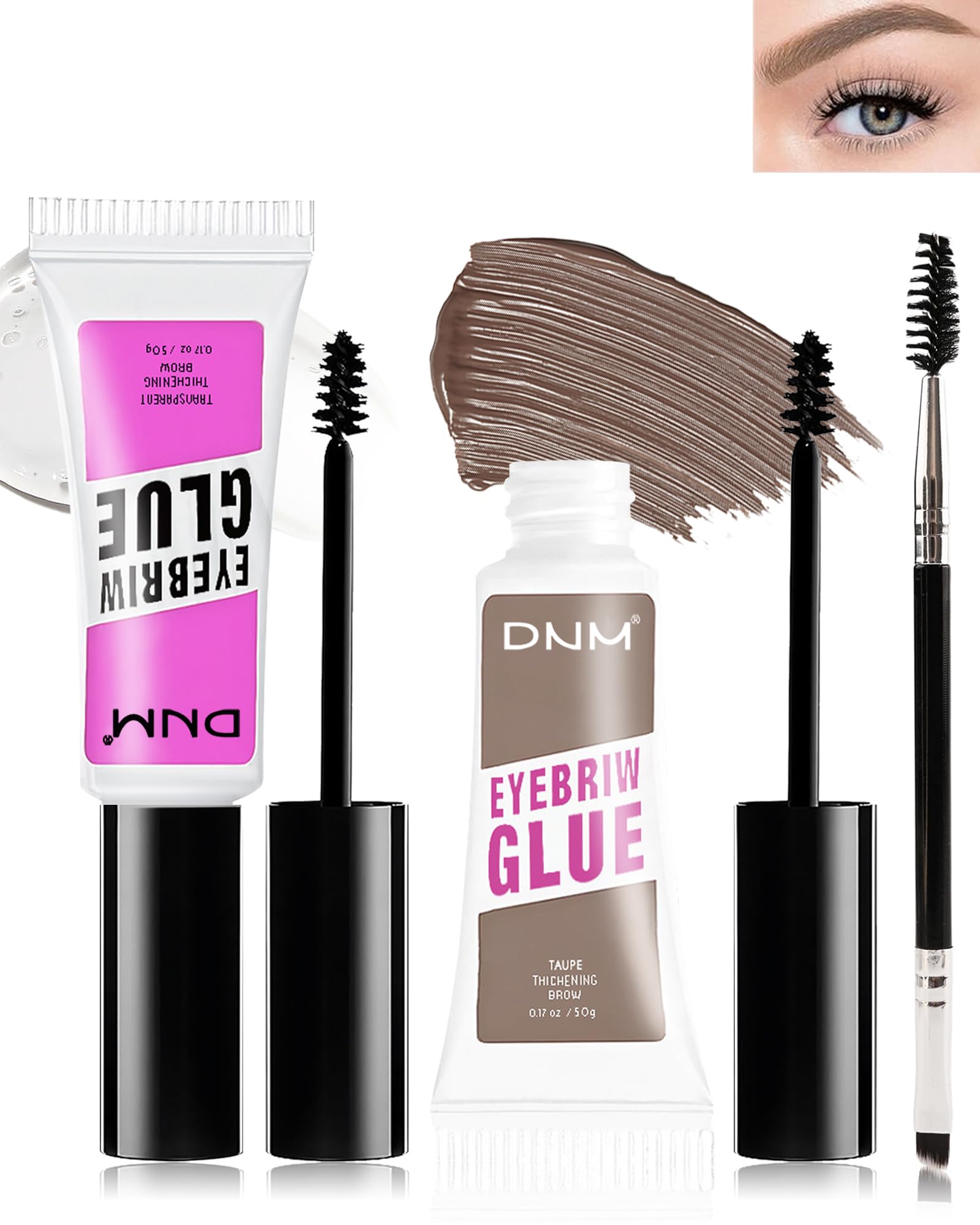 Eyebrow Gel Set with Brow Tool-Waterproof Taupe Tinted Eye Brow Gel ...